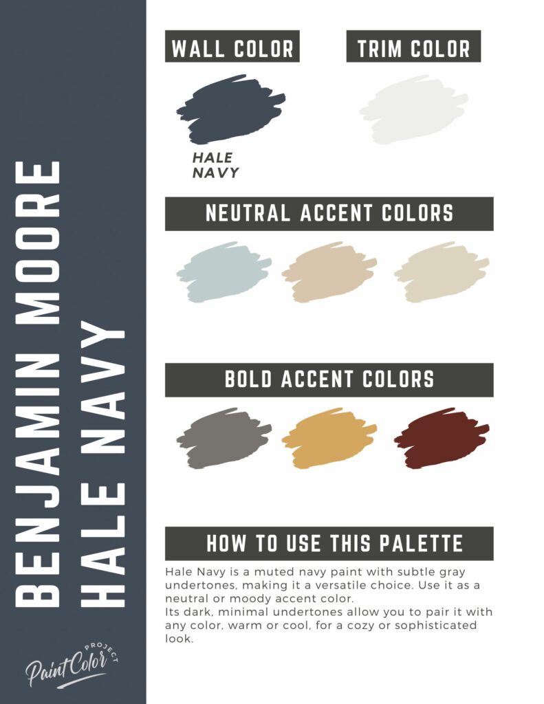 Benjamin Moore Hale Navy Paint Color Palette - The Paint Color Project