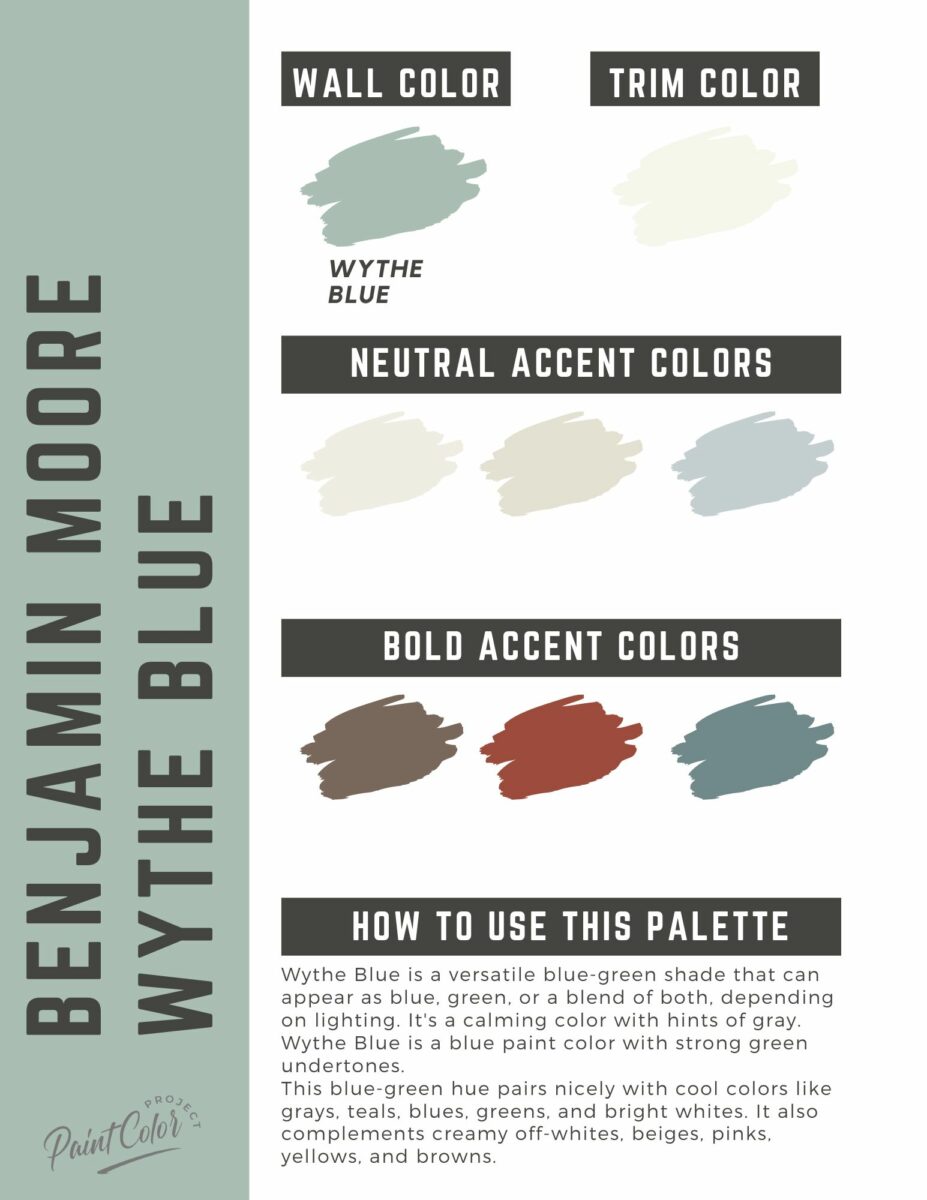 Benjamin Moore Wythe Blue Paint Color Palette - The Paint Color Project