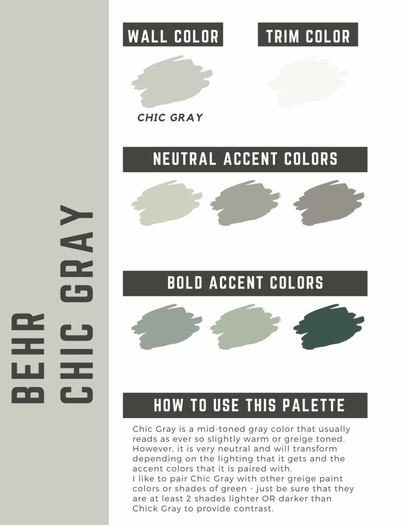 Behr Chic Gray Paint Color Palette - The Paint Color Project