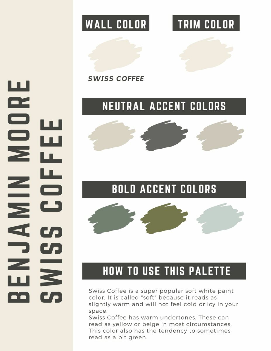 Benjamin Moore Swiss Coffee Paint Color Palette - The Paint Color Project