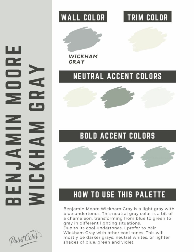 Benjamin Moore Wickham Gray Paint Color Palette - The Paint Color Project