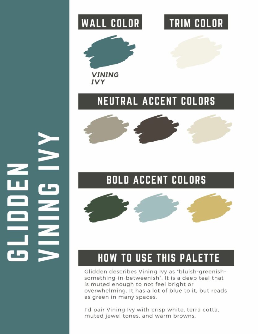 Glidden Vining Ivy Paint Color Palette - The Paint Color Project