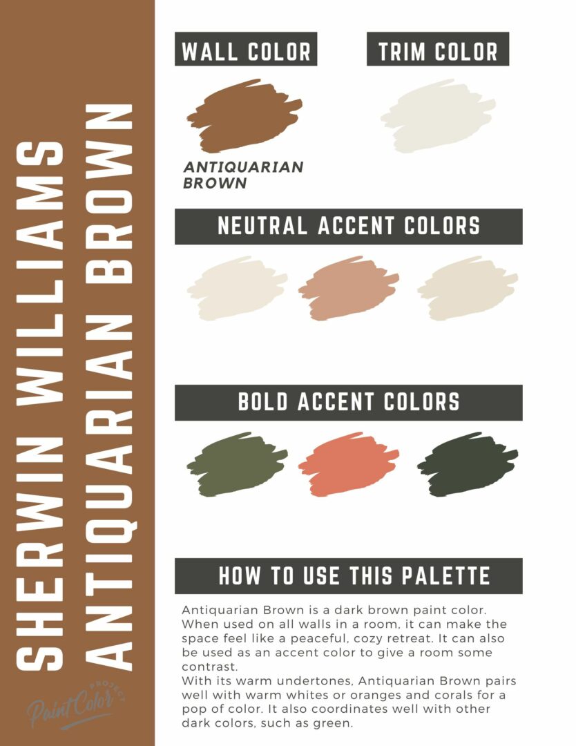 Sherwin Williams Antiquarian Brown Paint Color Palette - The Paint ...