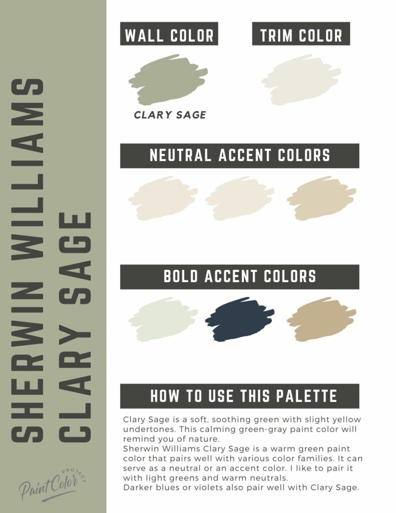 Sherwin Williams Clary Sage Paint Color Palette - The Paint Color Project