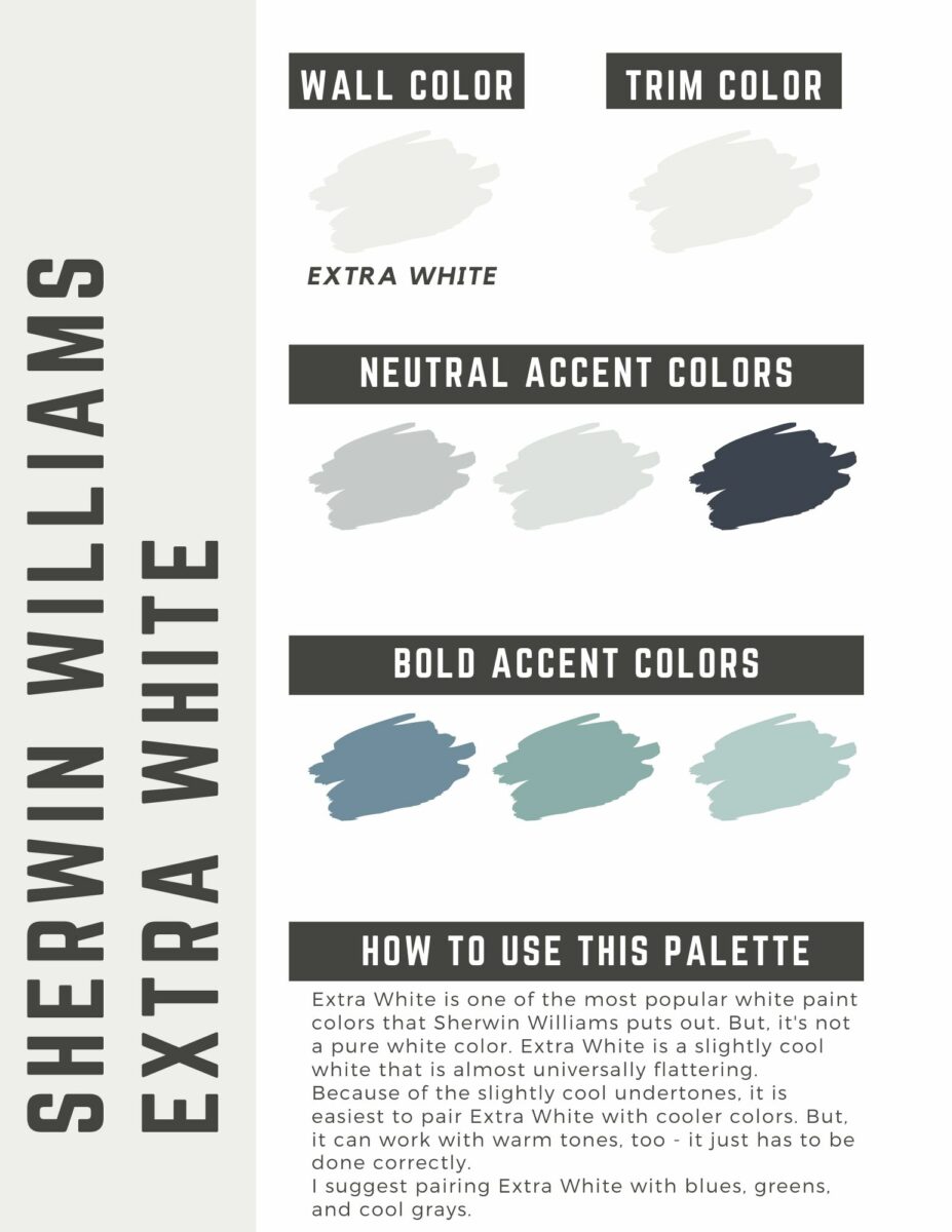 Sherwin Williams Extra White Paint Color Palette - The Paint Color Project