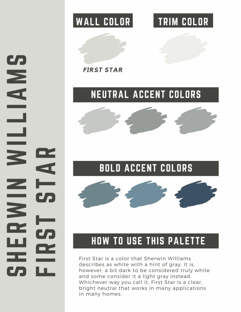 Sherwin Williams First Star Paint Color Palette - The Paint Color Project