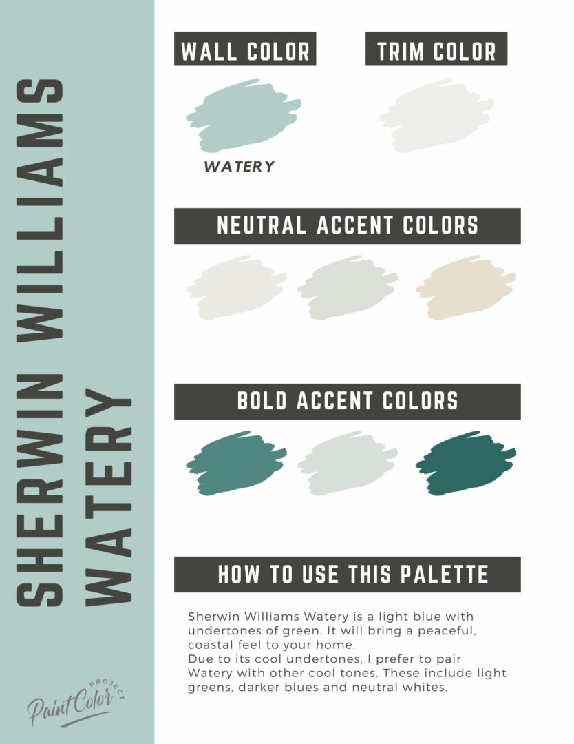 Sherwin Williams Watery Paint Color Palette - The Paint Color Project