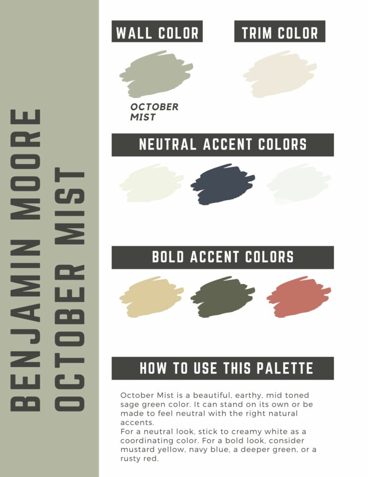 Benjamin Moore October Mist Paint Color Palette - The Paint Color Project