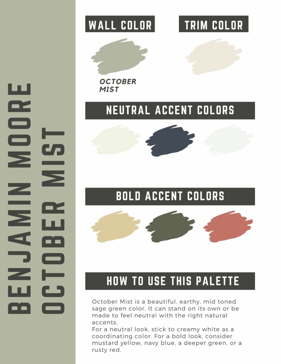 Benjamin Moore October Mist Paint Color Palette - The Paint Color Project