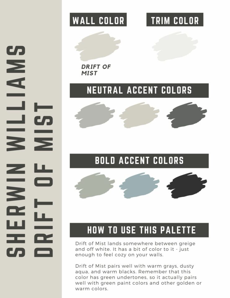 Sherwin Williams Drift of Mist Paint Color Palette - The Paint Color ...