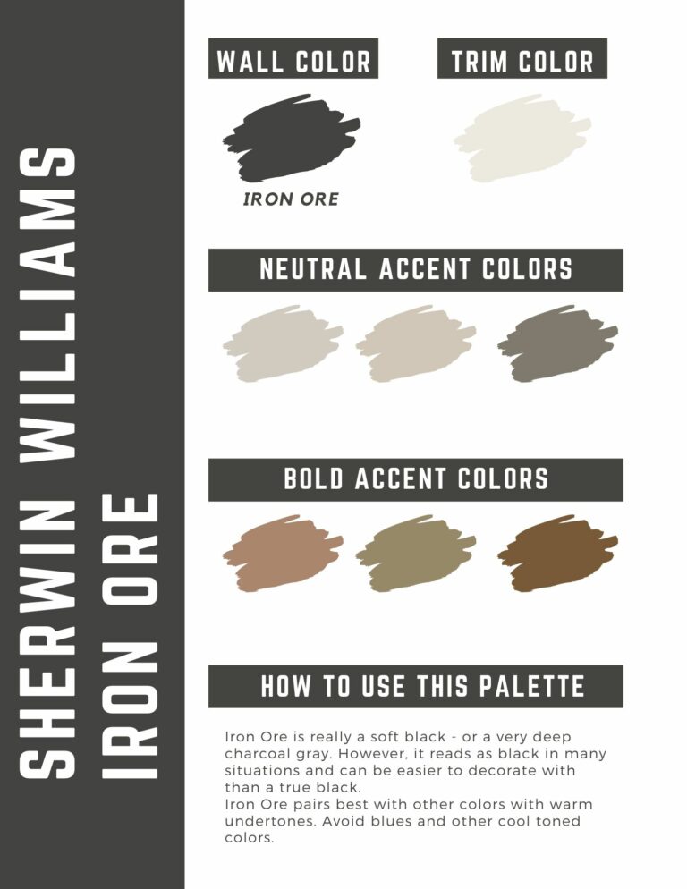 Sherwin Williams Iron Ore Paint Color Palette - The Paint Color Project