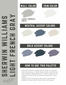 Sherwin Williams Light French Gray Paint Color Palette - The Paint ...