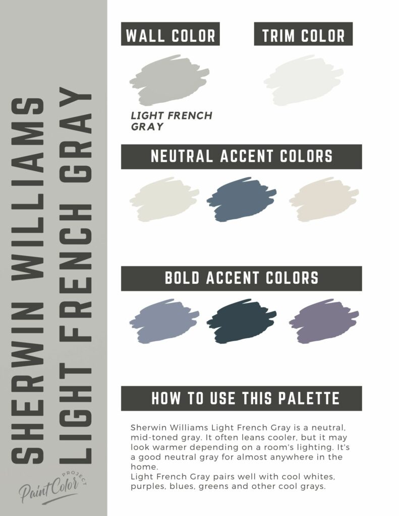 Sherwin Williams Light French Gray Paint Color Palette - The Paint ...