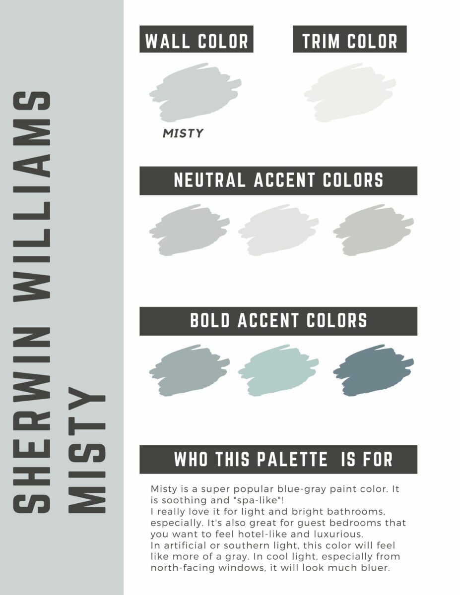 Sherwin Williams Misty Paint Color Palette - The Paint Color Project