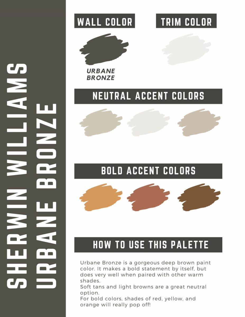 Sherwin Williams Urbane Bronze Paint Color Palette - warm tones - The ...