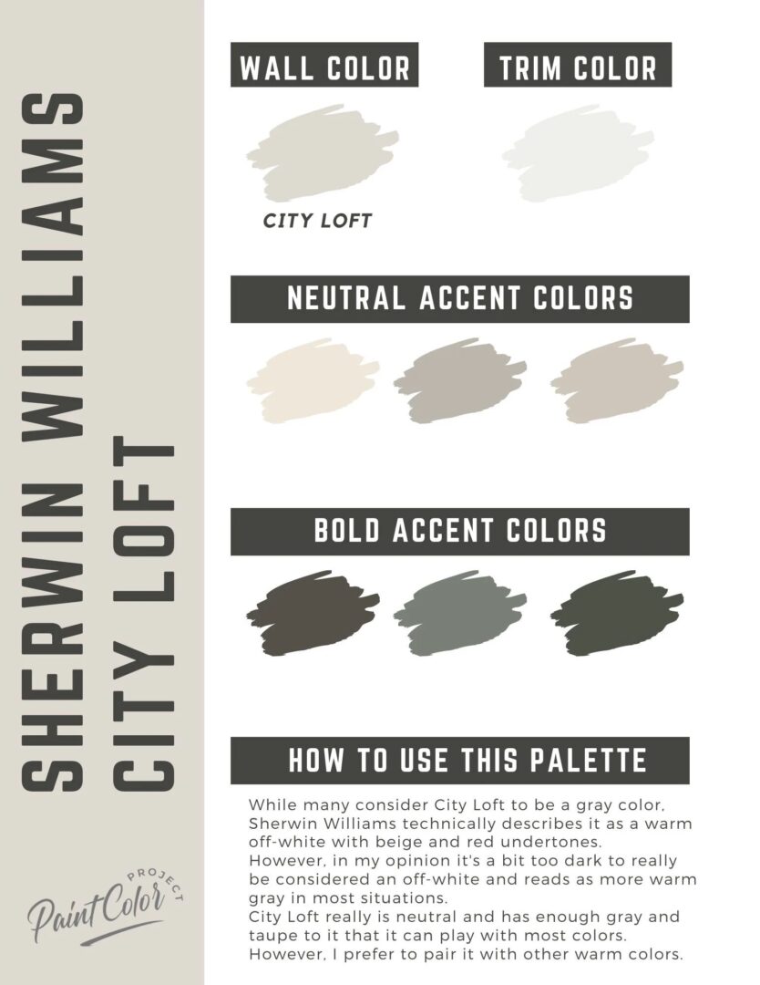 Sherwin Williams City Loft Paint Color Palette - The Paint Color Project