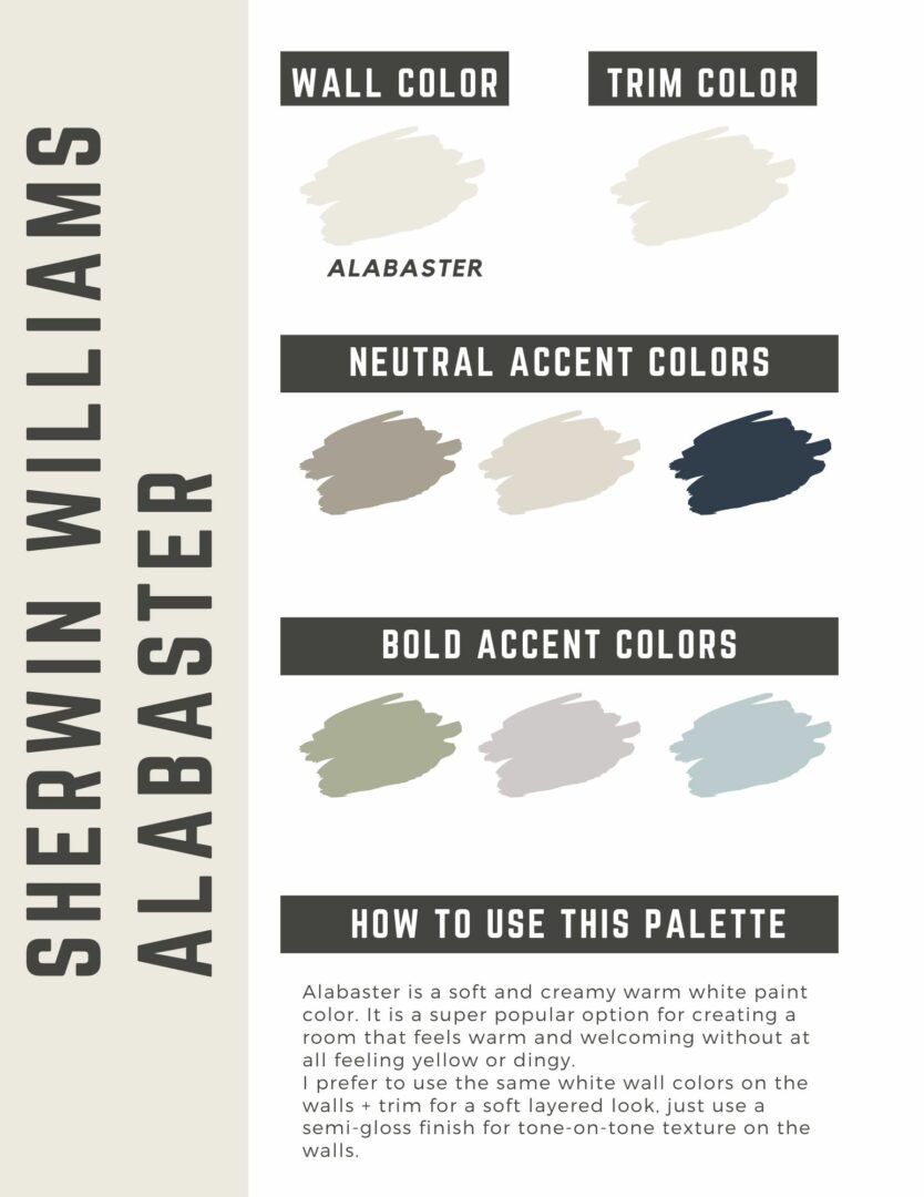 Sherwin Williams Alabaster Paint Color Palette - cottage - The Paint ...