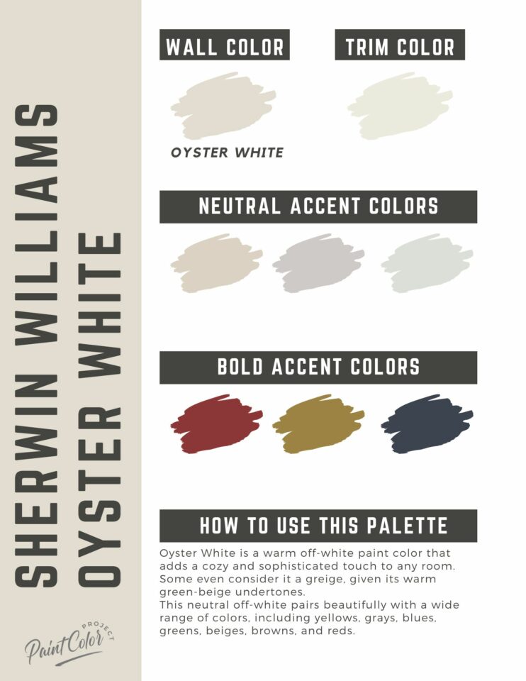 Sherwin Williams Oyster White Paint Color Palette - The Paint Color Project