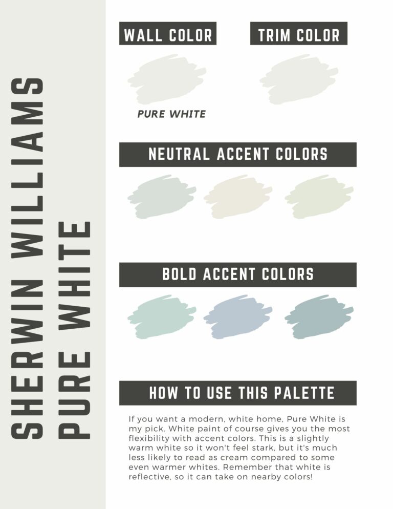 Sherwin Williams Pure White Paint Color Palette - coastal - The Paint ...