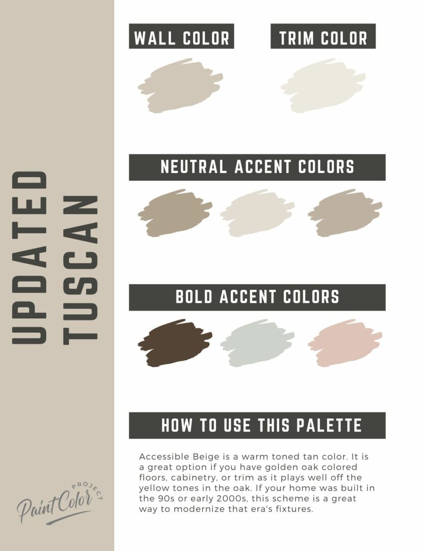 Updated Tuscan Paint Color Palette - The Paint Color Project
