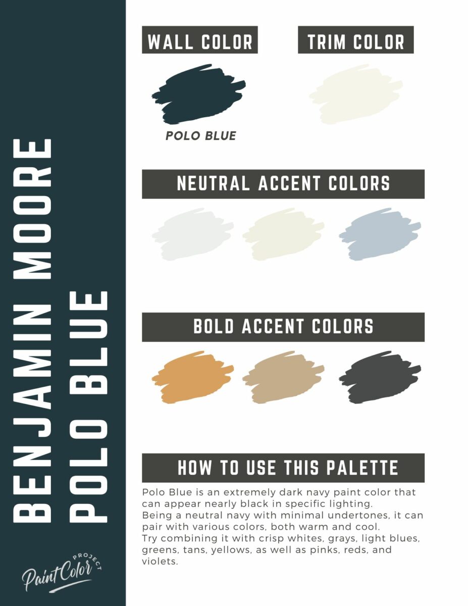Benjamin Moore Polo Blue Paint Color Palette - The Paint Color Project