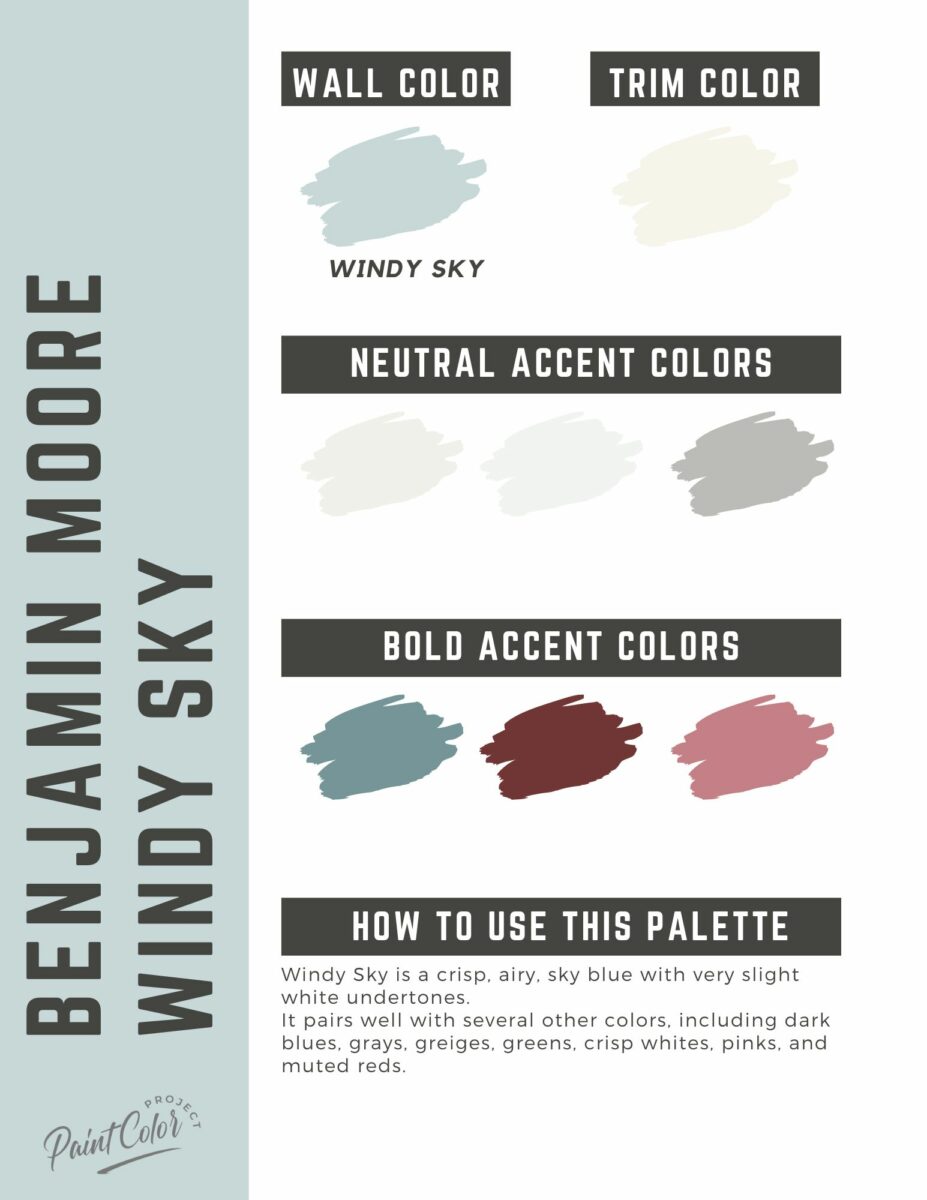 Benjamin Moore Windy Sky Paint Color Palette - The Paint Color Project