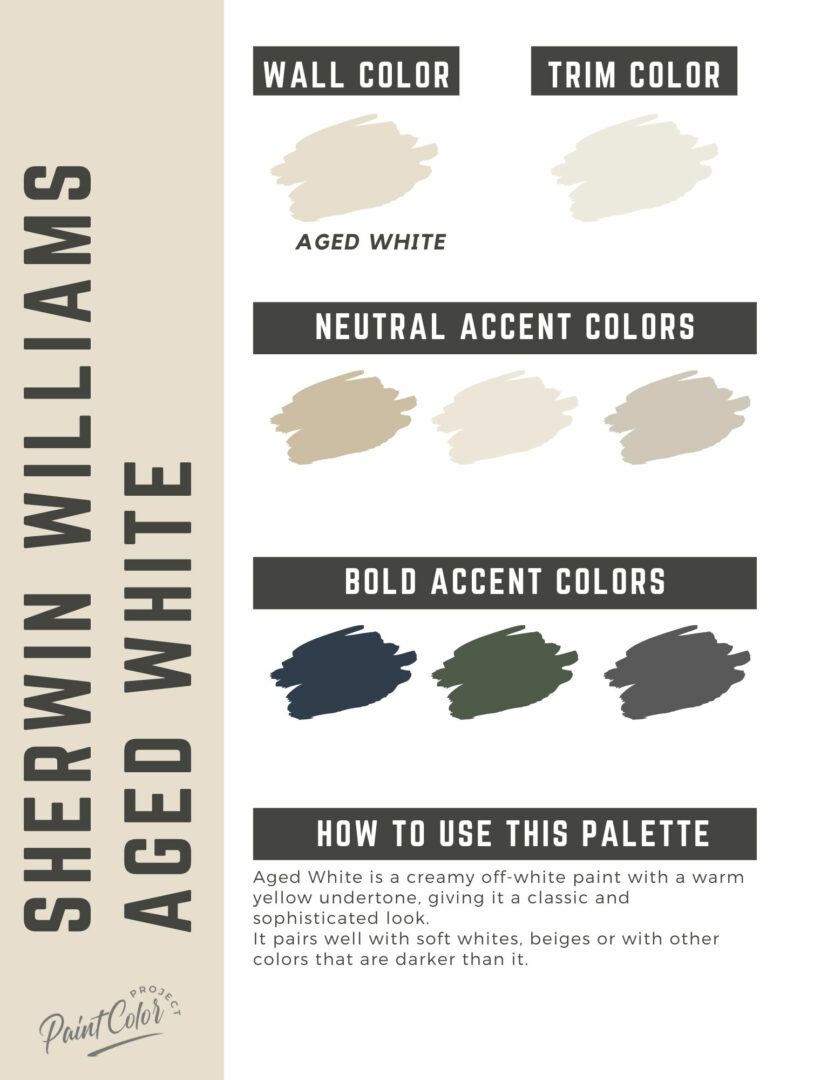 Sherwin Williams Aged White Paint Color Palette - The Paint Color Project
