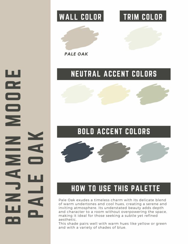 Benjamin Moore Pale Oak Paint Color Palette - The Paint Color Project