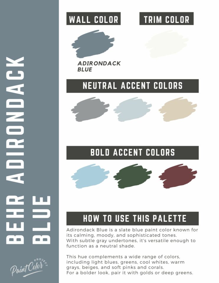 Behr Adirondack Blue Paint Color Palette - The Paint Color Project