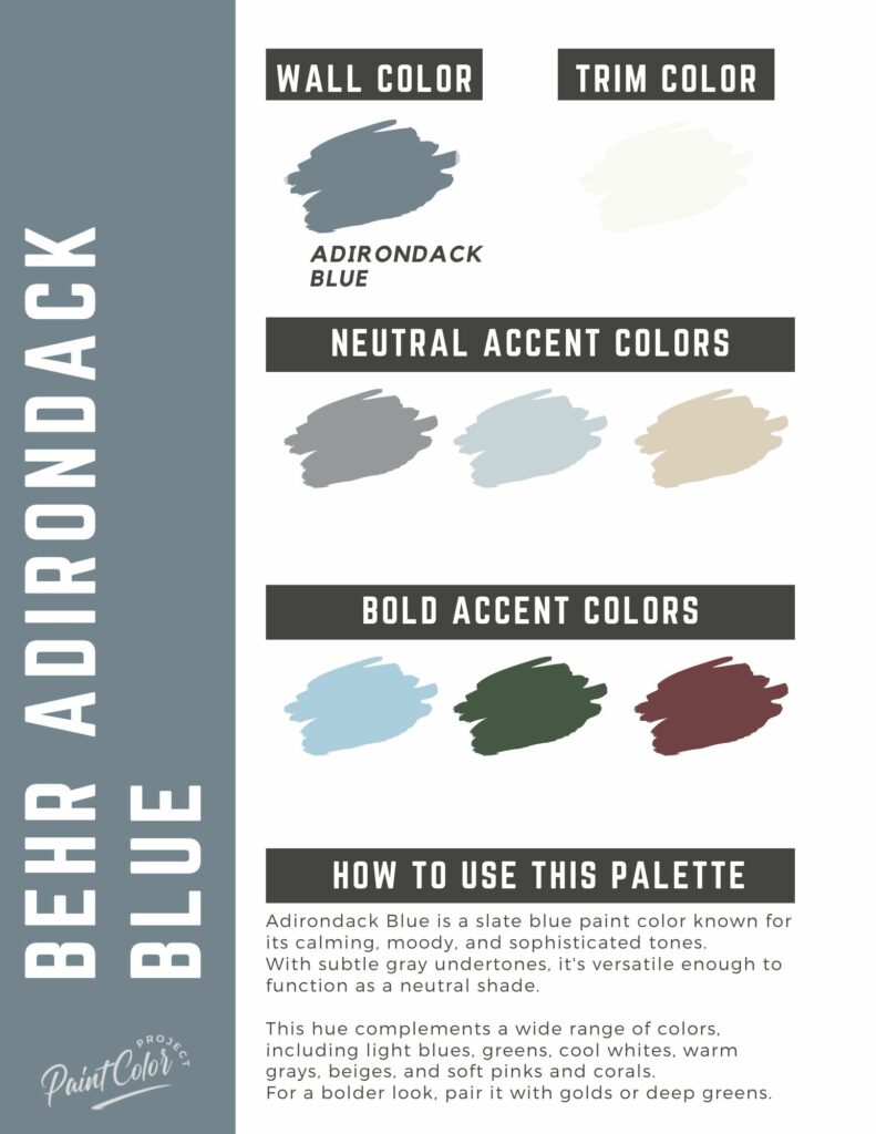 Behr Adirondack Blue Paint Color Palette - The Paint Color Project