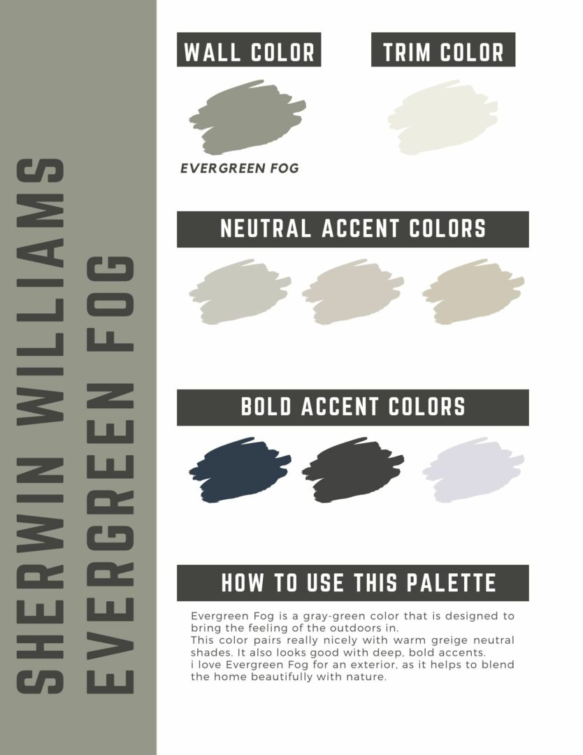 Sherwin Williams Evergreen Fog Paint Color Palette - The Paint Color ...