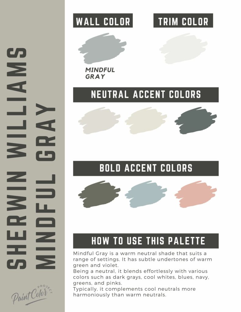 Sherwin Williams Mindful Gray Paint Color Palette - The Paint Color Project