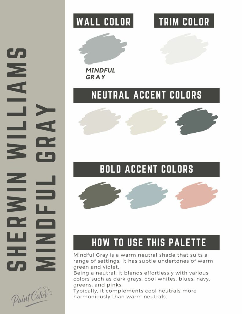 Sherwin Williams Mindful Gray Paint Color Palette - The Paint Color Project