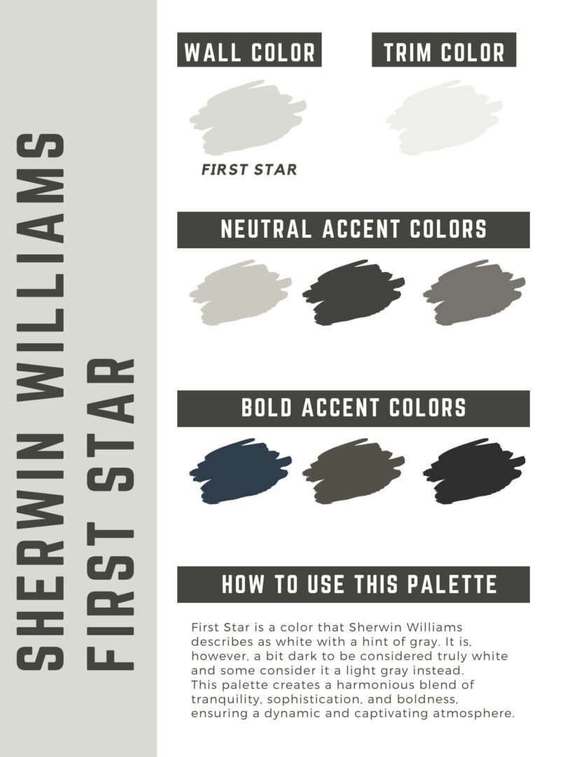Sherwin Williams First Star Paint Color Palette - The Paint Color Project