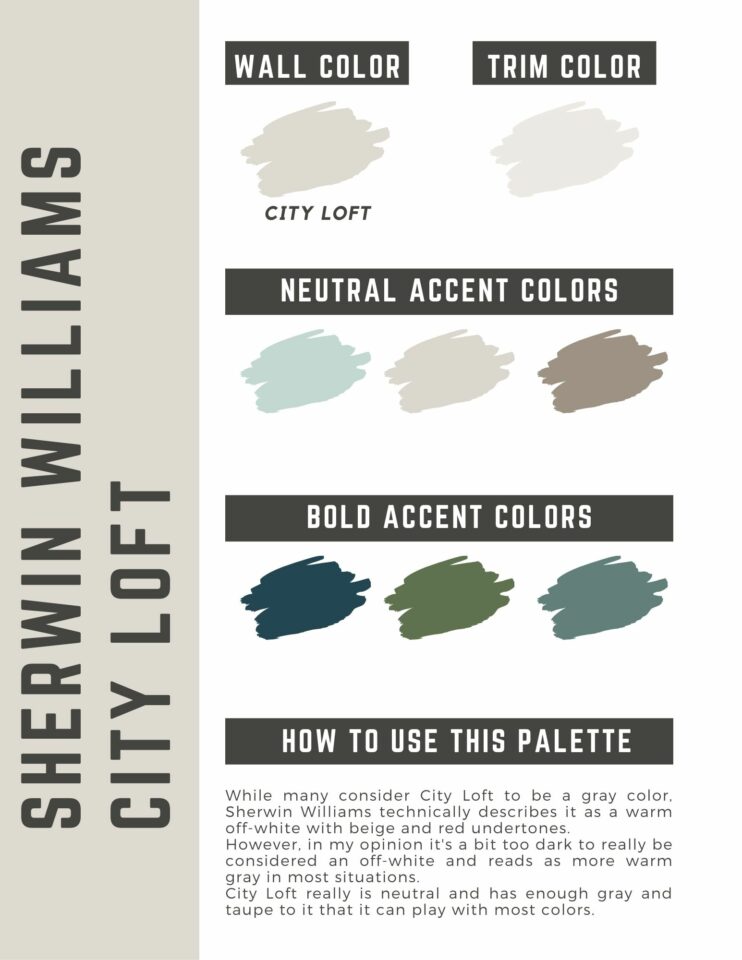 Sherwin Williams City Loft Paint Color Palette - The Paint Color Project