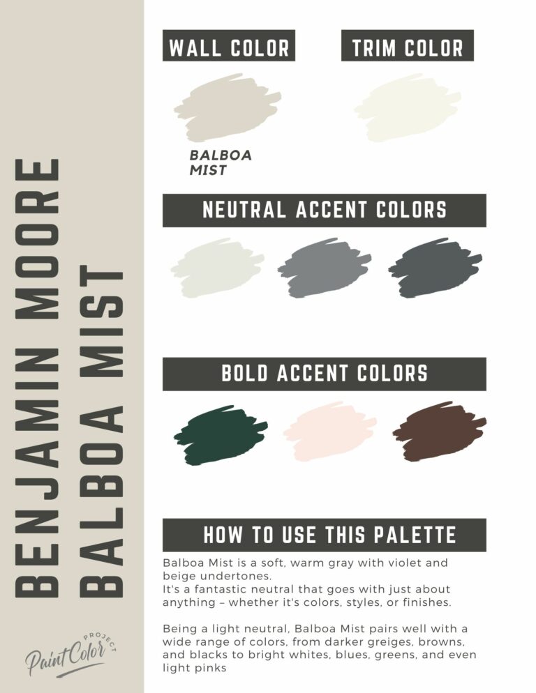 Benjamin Moore Balboa Mist Paint Color Palette - The Paint Color Project
