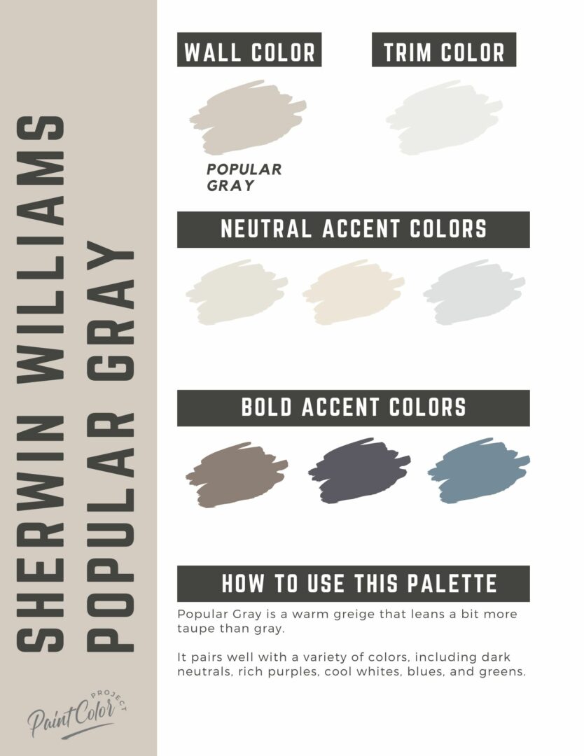 Sherwin Williams Popular Gray Paint Color Palette - The Paint Color Project