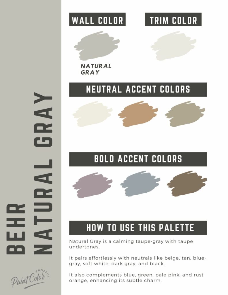 Behr Natural Gray Paint Color Palette - The Paint Color Project