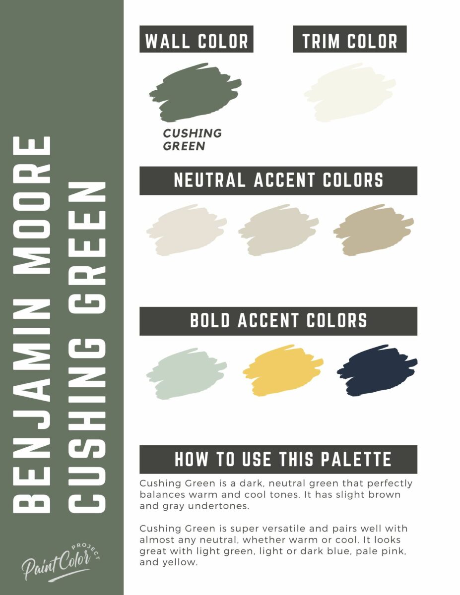 Benjamin Moore Cushing Green Paint Color Palette - The Paint Color Project
