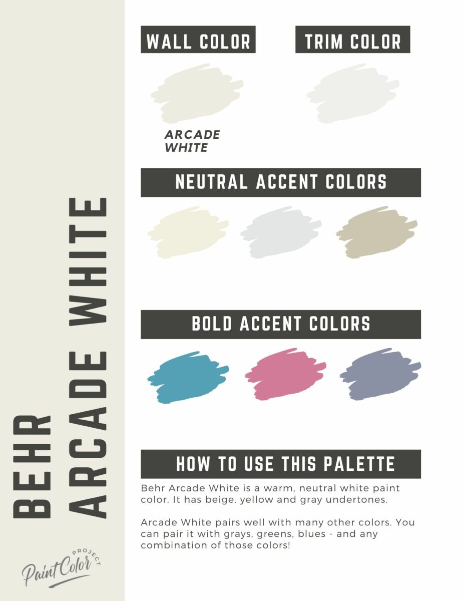 Behr Arcade White Paint Color Palette - The Paint Color Project