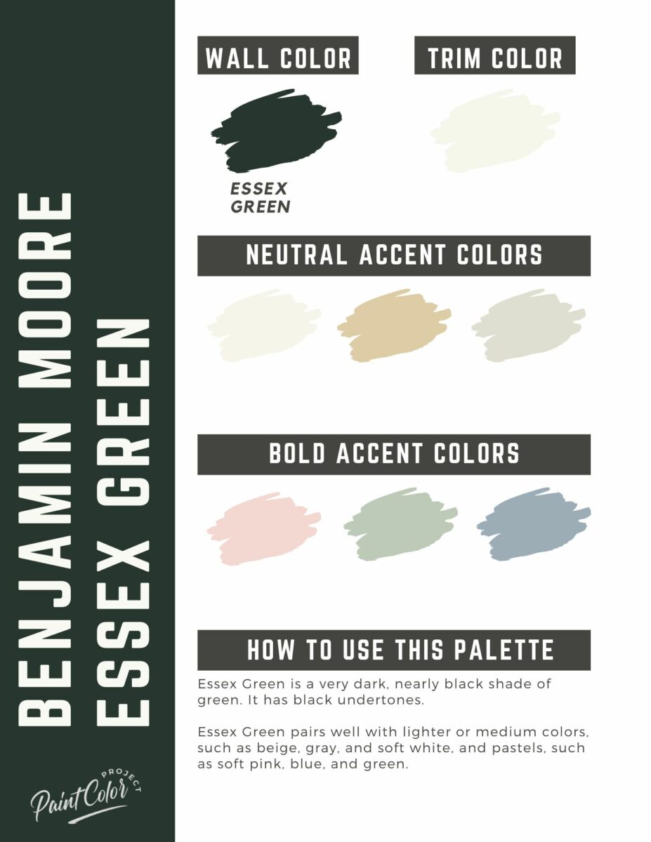 Benjamin Moore Essex Green Paint Color Palette - The Paint Color Project