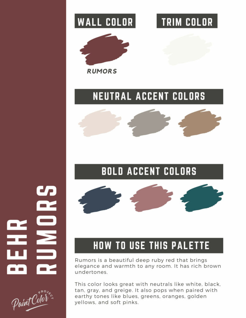 Behr Rumors Paint Color Palette - The Paint Color Project
