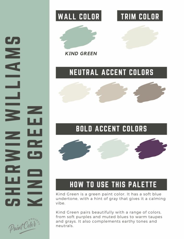 Sherwin Williams Kind Green Paint Color Palette - The Paint Color Project