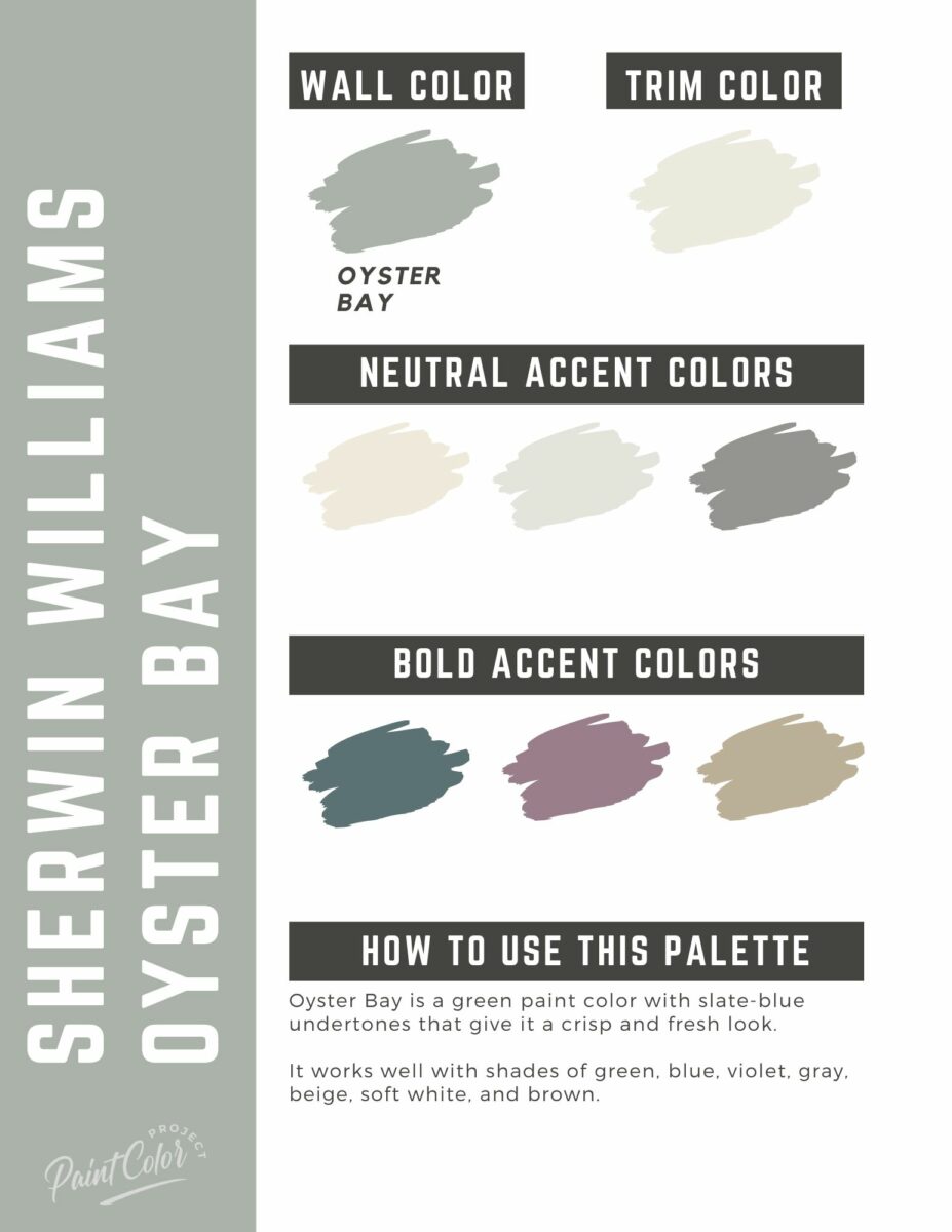 Sherwin Williams Oyster Bay Paint Color Palette - The Paint Color Project