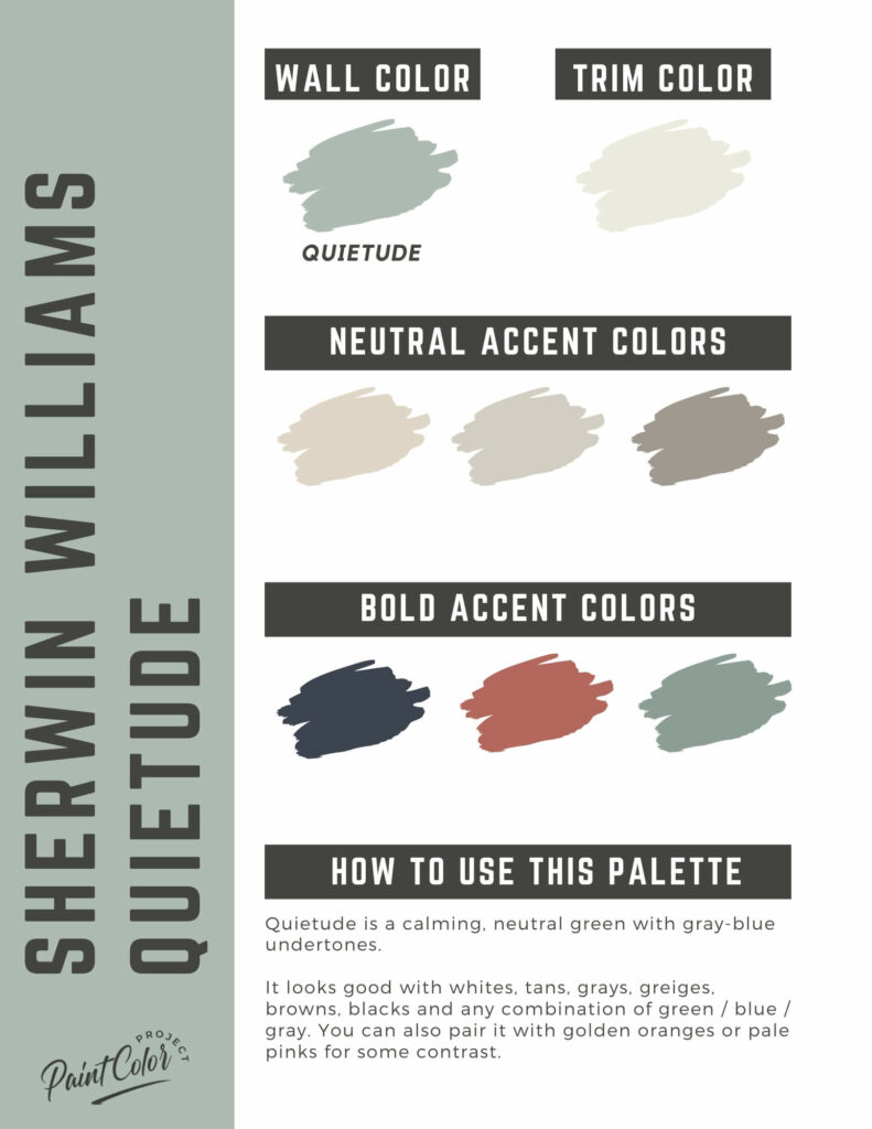 Sherwin Williams Quietude Paint Color Palette - The Paint Color Project