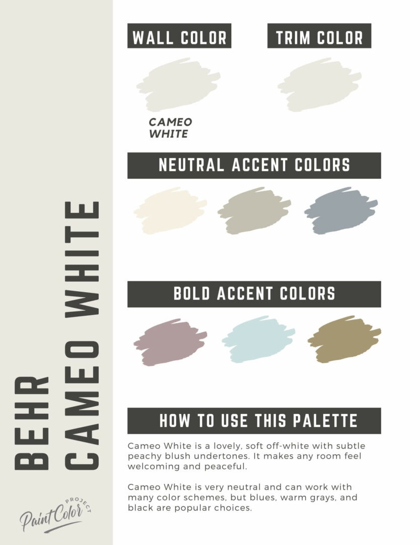 Behr Cameo White Paint Color Palette - The Paint Color Project