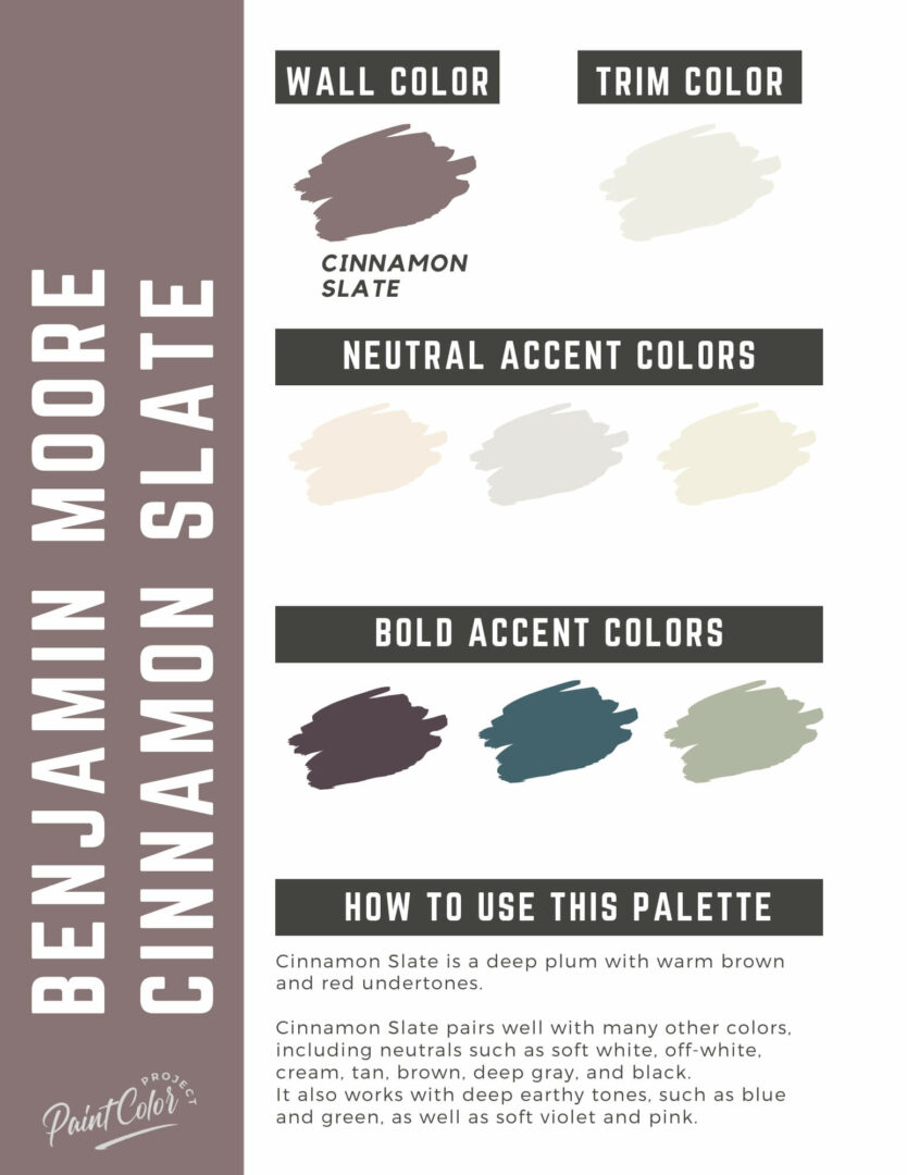 Benjamin Moore Cinnamon Slate Paint Color Palette - The Paint Color Project