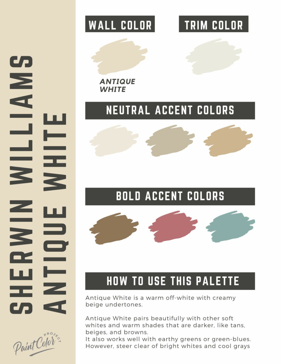 Sherwin Williams Antique White Paint Color Palette - The Paint Color ...