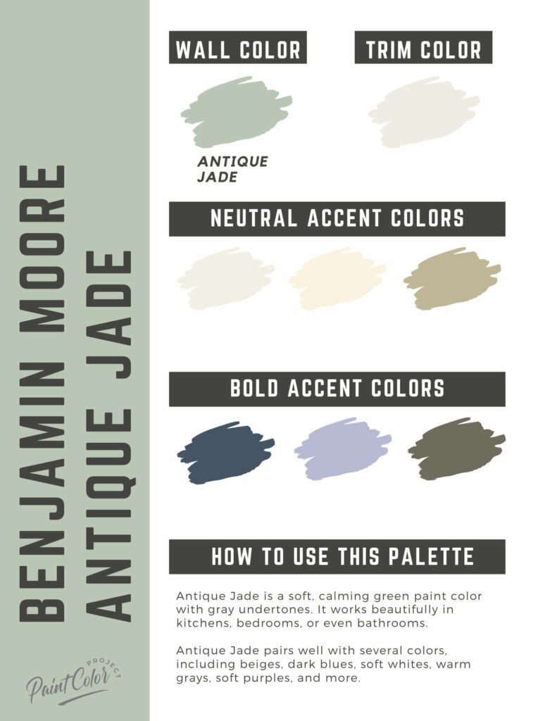 Benjamin Moore Antique Jade Paint Color Palette - The Paint Color Project