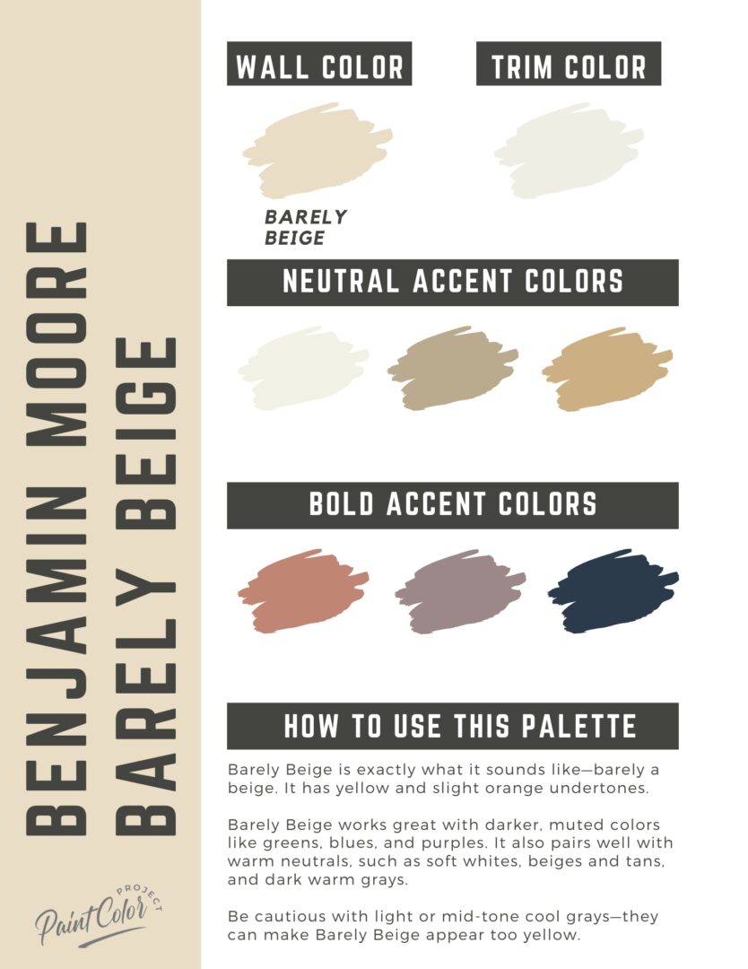 Benjamin Moore Barely Beige Paint Color Palette - The Paint Color Project